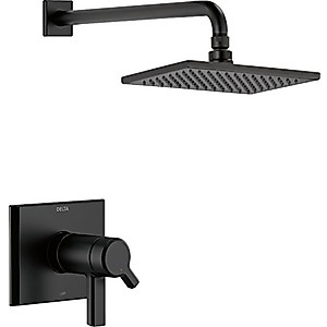 Delta Faucet Pivotal TempAssure Matte Black Shower Faucet with Matte Black Rain Shower Head, Rainfall Shower Head, Matte Black Shower System, Matte Black T17T299-BL (Valve Not Included)