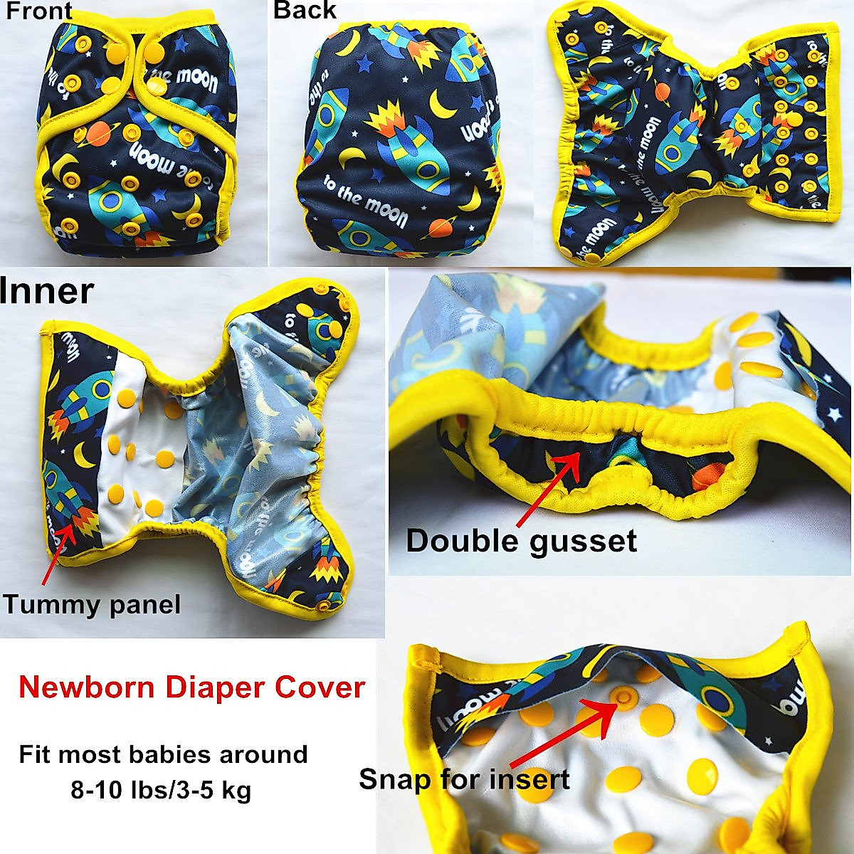 Sigzagor Newborn Baby Diaper Nappy Cover 8lbs-10lbs (Solar System)