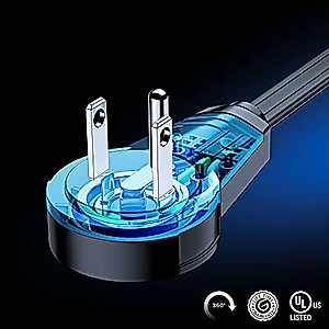 Maximm Cable 3 Ft 360° Rotating Flat Plug Extension Cord/Wire, 16 AWG Multi 3 Outlet Extension Wire, 3 Prong Grounded Wire - Black - UL Certified