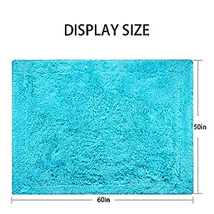 Andecor Soft Fluffy Faux Fur Throw Blanket - 50 x 60 Inches Plush Lightweight Warm Shaggy Fleece Blankets for Bed Couch Sofa Chair Home Decorative, Teal Blue