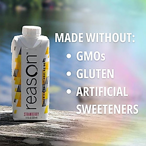 Reason Premium High Calorie Protein Drink - Free of Soy, Gluten, Artificial Flavors, Sweeteners - Lactose-Friendly - Great for Tube-Feeding - Strawberry, 11 oz, 12 Count