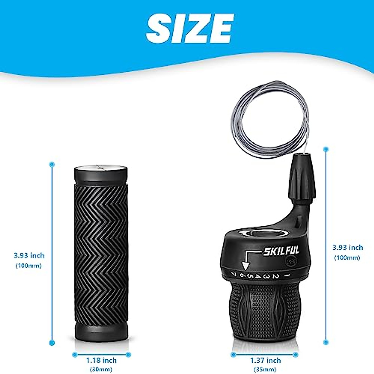 Gylbuz 3x7 Speed Bicycle Twist Shifter 21 Speed Bike Shift Lever and 1 Pair Non-Slip Rubber Handle Bar Grips for Mountain Bike, (GY-SFT70R7-set)