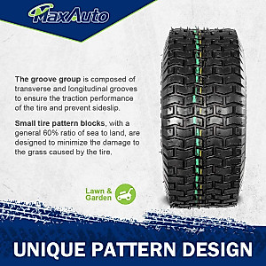 MaxAuto 2 Pcs 11x4X5 11x4.00-5 Turf Tire for Lawn & Garden Golf Cart Mower, P512 LRA