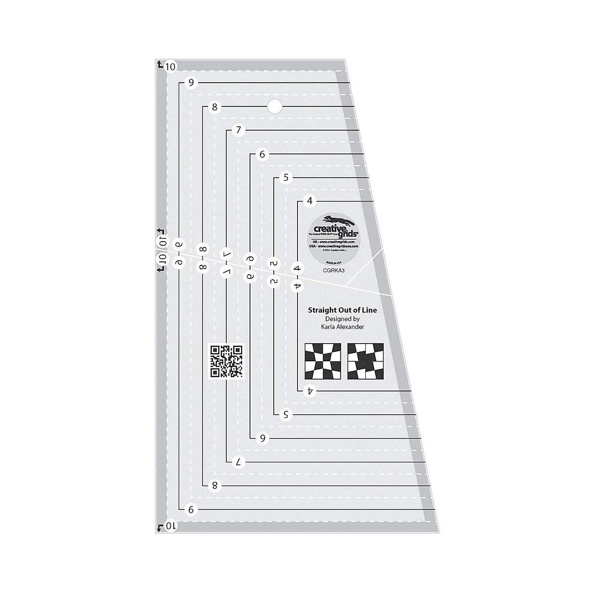 Creative Grids Straight Out Of Line 6in x 10in Quilt Ruler - CGRKA3