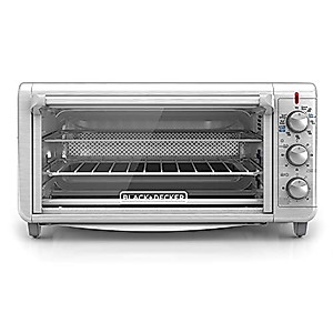 Black+Decker TO3265XSSD Extra Wide Crisp ‘N Bake Air Fry Toaster Oven, Silver, Fits 9" x 13" Pan
