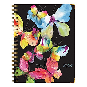 HARDCOVER 2024 Planner: (November 2023 Through December 2024) 8.5"x11" Daily Weekly Monthly Planner Yearly Agenda. Bookmark, Pocket Folder and Sticky Note Set (Black Watercolor Butterflies)