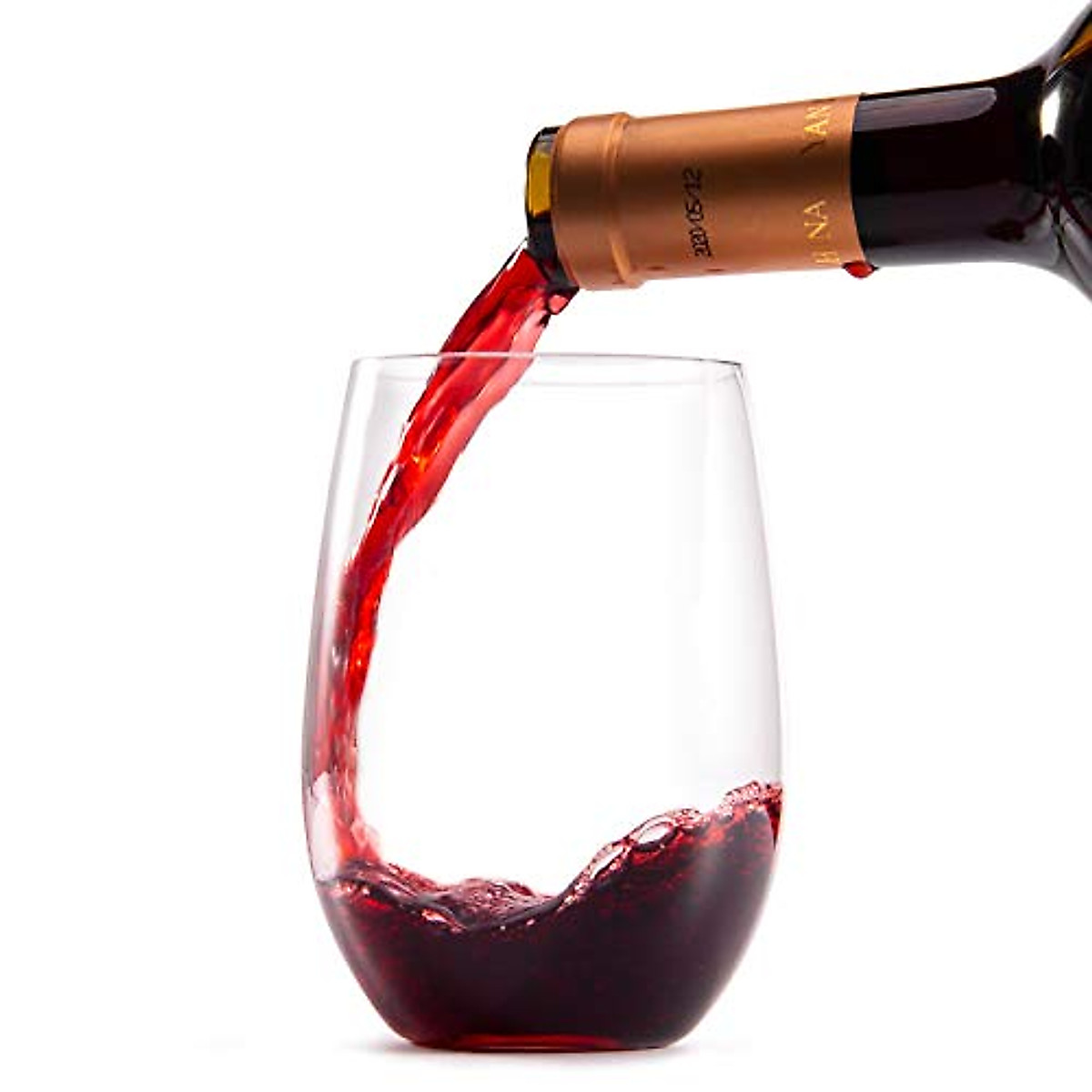 hotder Tritan Stemless Wine Glasses,Unbreakable BPA-Free Plastic Glasses,Set of 4,16OZ (Egg Shape)