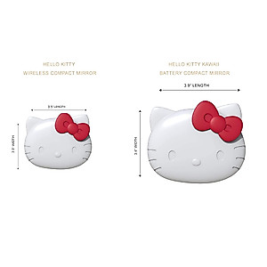 Impressions Vanity Hello Kitty Kawaii Compact Mirror with Touch Sensor Switch for Purse, LED Makeup Mirror with 2X Magnifying Top and Adjustable Brightness (White)