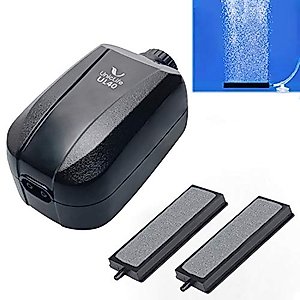 Uniclife Adjustable 64 GPH Air Pump 2 Outlets with Superior Fine Bubbles Air Stone Bar Accessories for Aquarium Fish Tank