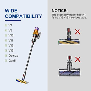 LANMU 4 Pack Wall Mount Accessory Holder Compatible with Dyson V15 V12 V11 V10 V8 V7 Outsize Gen5 Vacuum Cleaner, Attachments Organizer, Not Fit V12 V15 Motorized Tools