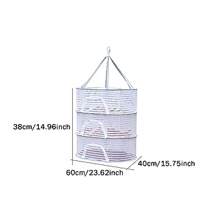 Balana Herb Drying Rack 3 Layer Hanging Mesh Net, Plants Hanging Drying Fish Net Foldable Hanging Mesh Dryer for Buds, Fruits, Hydroponics Flowers, Vegetables, Fish.(Size:M)