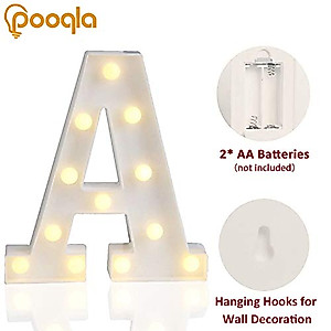 Pooqla LED Marquee Letter Lights Sign, Light Up Alphabet Letter for Home Party Wedding Decoration A