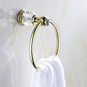 Hand Towel Holder Gold Inlaid Crystal Diamond Towel Ring, Towel Rack, Polished Gold Bathroom Wall Mounted Towel Holder Round Towel Hanger Towel Hanger (Color : Gold)