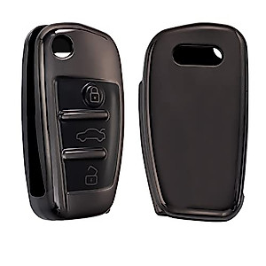 kwmobile Key Cover Compatible with Audi - Anthracite High Gloss