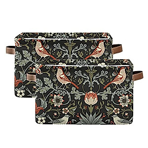 WIHVE Storage Basket Bins 2 Pack William Morris Vintage Flowers Collapsible Storage Organizer for Shelf Closet Bedroom