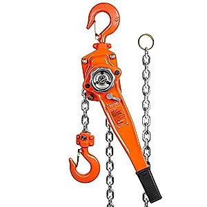 Happybuy Manual Lever Chain Hoist, 1-1/2 Ton 3300 lbs Capacity 20 FT Come Along, G80 Galvanized Steel with Weston Double-Pawl Brake,Auto Chain Leading & 360° Rotation Hook, for Garage Factory Dock