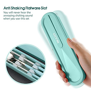 INKULEER Travel cutlery set, 18/8 stainless steel cutlery, Reusable utensils set with case, Portable Silverware Lunch Box for Camping and Office