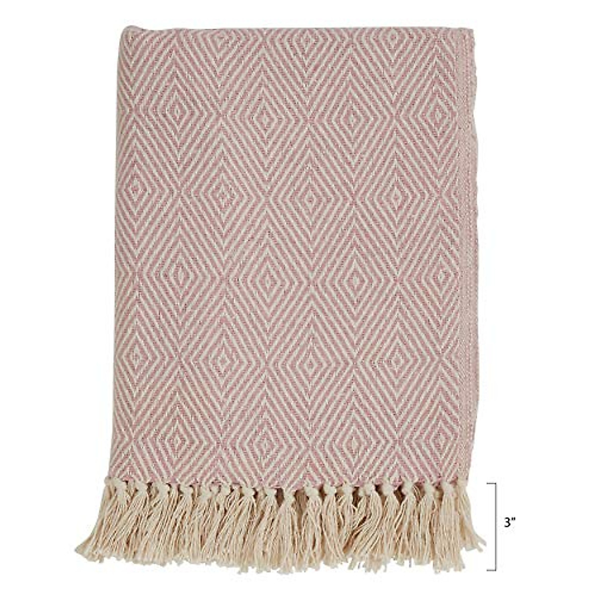 SARO LIFESTYLE Sevan Collection Soft Cotton Diamond Weave Throw, Pink