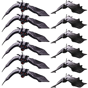 BigOtters 12pcs Halloween Bats,Rubber Hanging Vampire Bats for Halloween Party,April Fool's Day,Haunted House Decoration