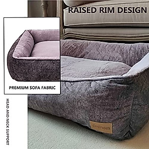 Coohom Rectangle Washable Bed, Durable, Warming Comfortable Square Pet Crate Bed Simple Design Style, for Medium Large Dogs (25 INCH, Black)