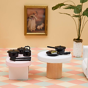 20 Pcs Dollhouse Miniature Cooking Set Miniature Pots and Pans 1/12 Scale Miniature Metal Stovetop Cookware for Mini Dollhouse Kitchen, Dollhouse Decoration Accessories for Party Supplies Pretend Play