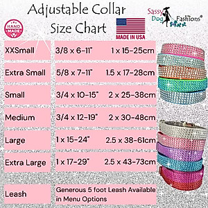 Rhinestone Dog Collars, Bling Dog Collars, Custom Pet Dog Collars for Small Medium Large and Giant Breeds Dogs (XXLarge 1 1/2 x 27-38")