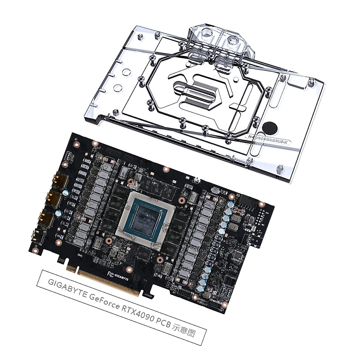 Copper GPU Water Cooling Block GPU Waterblock Graphics Card Water Cooling Block for Gigabyte Aorus GeForce RTX 4090 Master Gaming (5V ARGB RBW Aura Effect LED Lights GPU Block with Backplate)
