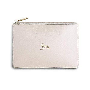 KATIE LOXTON Bride Medium Vegan Leather Clutch Bridal Perfect Pouch Metallic White