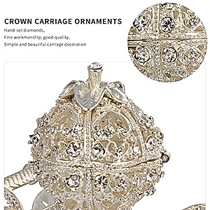 NUOBESTY Cinderella Pumpkin Carriage Decorative Hinged Jewelry Trinket Box Silver Rhinestone Jewelry Display Holder Unique Gift for Grils Women