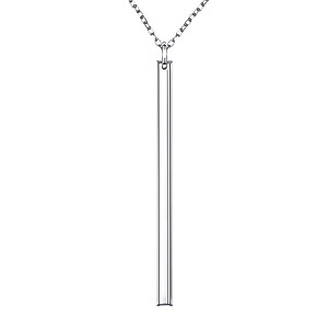 Alphm Long Chain Vertical Bar Y Necklace S925 Sterling Silver Pendant for Women Statement Jewelry