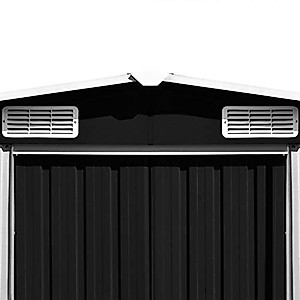 Outdoor Metal Storage Shed, Garden Shed with Door and Vents, Tool Room for Backyard, Patio, Lawn Garden Shed 101.2"x192.5"x71.3" Metal Anthracite