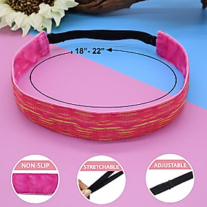 FROG SAC 6 Tie Dye Headbands for Girls, Adjustable No Slip Hair Bands for Kids, Stretch Elastic Sport Headband Hair Accessories for Teens, Cute Athletic Head Band Pack for Women