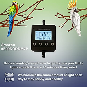M&M Cage Company - Bird Cage Light with Chew Guard - Full Spectrum LED Pet Light - Simulates Natural Environment - Safe for Destructive Chewers, Parrots etc. - No Bulbs to Change (18" Long)