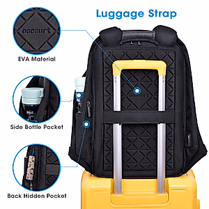 oscaurt Laptop Backpack, Theftproof Travel Backpack, Hidden Zipper Bag with USB Charging Port, Water Resistant Business Back Pack for Student Work Men & Women New Version Black