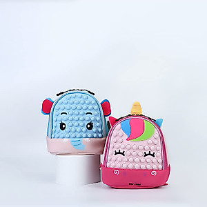 Pop It Lightweight Elephant School Backpack For Kids, Fidget Backpack for Kids, Kindergarten and Elemantary School (Blue)