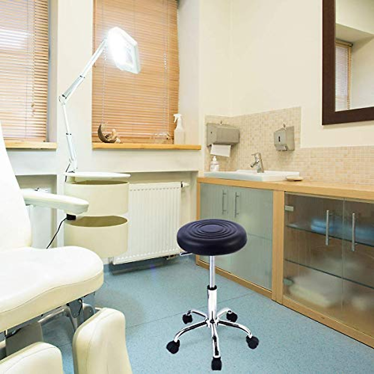 Goplus® Adjustable Hydraulic Rolling Swivel Bar Stool Tattoo Facial Massage Spa Stool (1, Black)