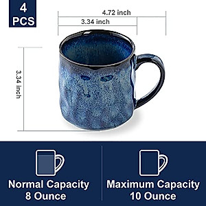 KYBSCZ Ceramic Coffee Mugs - 10 Ounces Ceramic Mugs - Tea Cups with Handle - Funny Cappuccino Cups - Dishwasher Safe, Set of 4