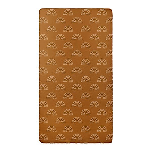 Crib Sheets for Girl - 100% Cotton Fitted Crib Sheet Set - Perfect for Baby Girls - Fits Standard Toddler Mattress (Mustard Rainbows)