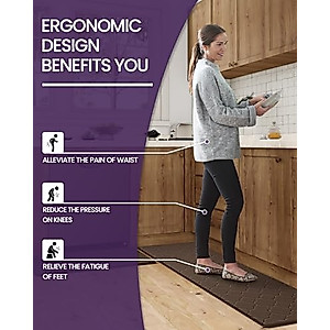 DEXI Kitchen Rugs Anti Fatigue Mats for Floor Cushioned Runner Rug Non Skid Comfort Foam Standing Mat for Office, Sink, 2 Pieces Set 17"x29"+17"x59", Brown