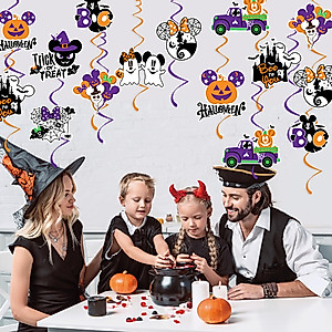 YUNKELIU 36Pcs Mouse Halloween Hanging Swirl Decorations, Mouse Theme Party Supplies Halloween Foil Swirl Ceiling Hanging Decor for Halloween Birthday Party Decorations