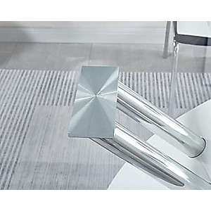 63" Contemporary Rectangular Tempered Glass Dining Table with X-Shape Pedestal Base Mid-Century Rectangular Kitchen Dining Room Table for Dining Room Home Office Meeting Table (White- X Base)