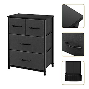 AZL1 Life Concept Dresser Storage Furniture Organizer-Large Standing Chest for Bedroom, Office, Entryway, Living Room and Closet-4 Removable Fabric Drawers, Dark Grey