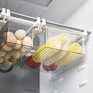 beogan Hanging Refrigerator Storage Drawers,Transparent Plastic Refrigerator Organizing Storage Boxes,Fresh-Keeping Boxes,Refrigerator Storage Containers For Fruits,Vegetables,And Meat