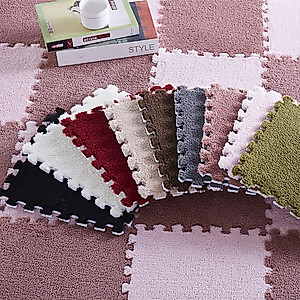 Funnyfuzzy Interlocking Carpet,Dog Blanket Soft Pet Bed Cover, Plush Foam mat, Shaggy Soft EVA Foam Mats Fluffy Area Rugs Protective Floor Tiles Exercise Play Mat for Kids Room Home Parlor Bedroom (C