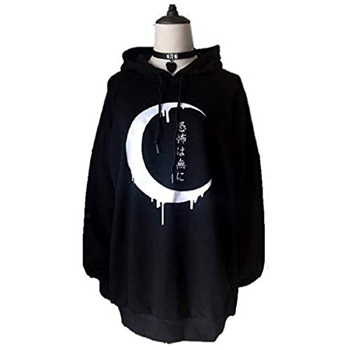 Women Loose Gothic Punk Moon Print Long Sleeve Hoodie Mitiy Sweatshirt Print Pullovers