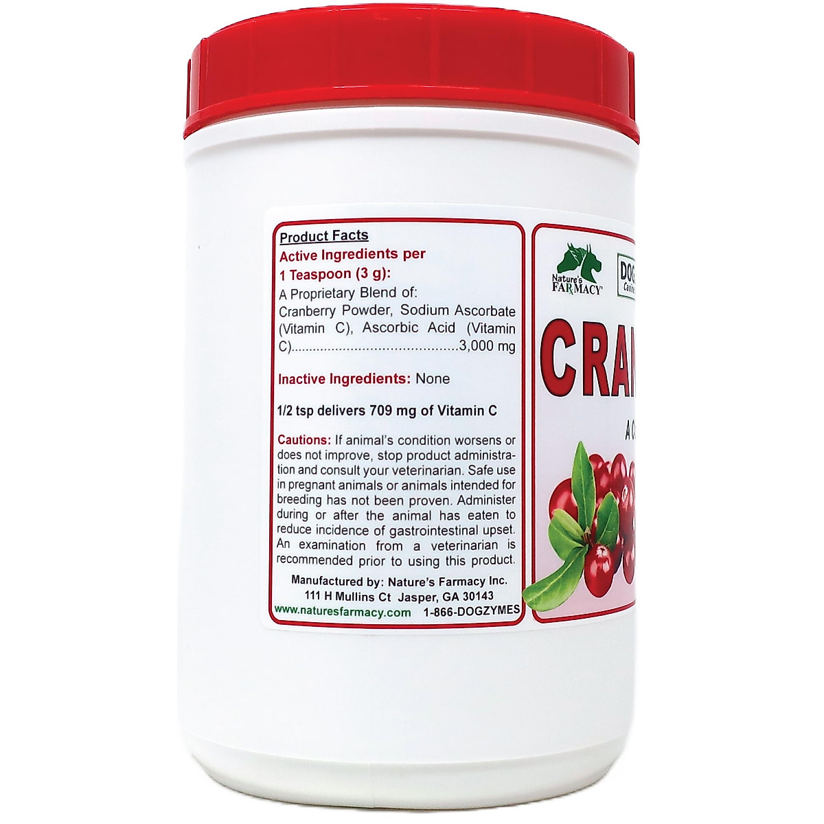 Dogzymes Cran Tri C Cranberry Urinary Tract Support, Vitamin C Blend, 1418mg per Teaspoon (2 Pound)
