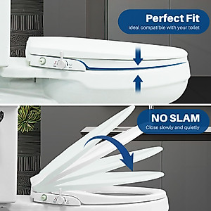 Toilet Bidet Seat Elongated, Non-Electric Bidet Seat, Swash Seat with Adjustable Water and Dual Nozzle System for Bathroom, Easy Installation, White Bidet Attachment