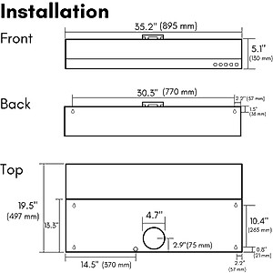 HTH HTHomeprod 36 Inch Under Cabinet Range Hood Stainless Steel Kitchen Stove Vent 3 Speeds Exhaust Fan Black Color