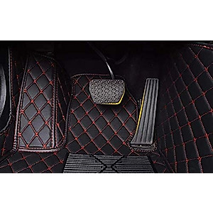 YaruicarCustom Car Floor Mats for 99.99% Sedan SUV Sports Car Men Women Protection Full Coverage Pads Anti-Slip Leather Floor Lining All Weather (Black Red)