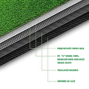 ZGR Artificial Garden Grass 3 ft x 4 ft Premium Lawn Turf, Realistic Fake Grass, Synthetic Turf, Thick Pet Turf, Fake Faux Grass Rug with Drainage Holes Indoor/Outdoor Landscape Customized Available